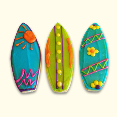 Surf's Up Surfboard Shaped Decorated Cookie Collection - Customizable ...
