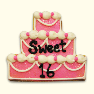 Tiered Cake Sweet 16 Decorated Cookie - Customizable icing color and ...